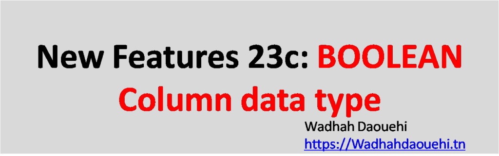 New Features 23c- BOOLEAN Column data type | Wadhah DAOUEHI